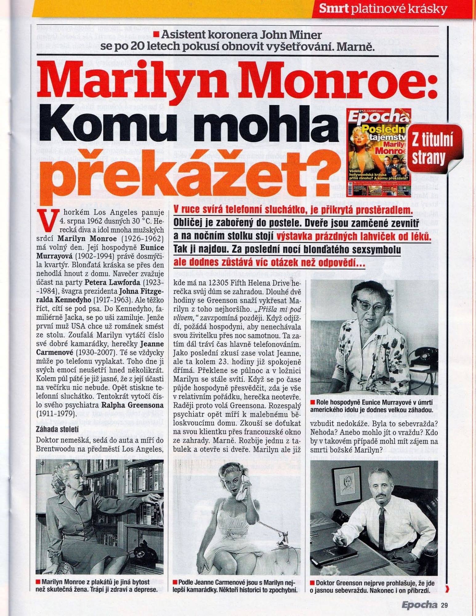 JEANNE CARMEN – New Article on MARILYN MONROE in EPOCHA in CZECH ...